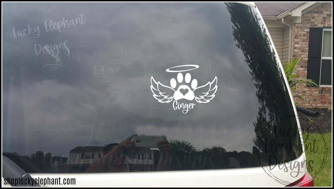 Dog Angel Car Decal - Rainbow Bridge Decal - Dog Memorial Decal ...