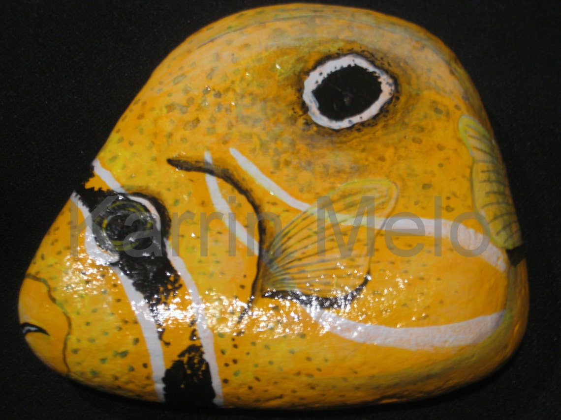 Painted Stone / River Rock/ Tropical/ Fish / Garden Stone / Nautical ...