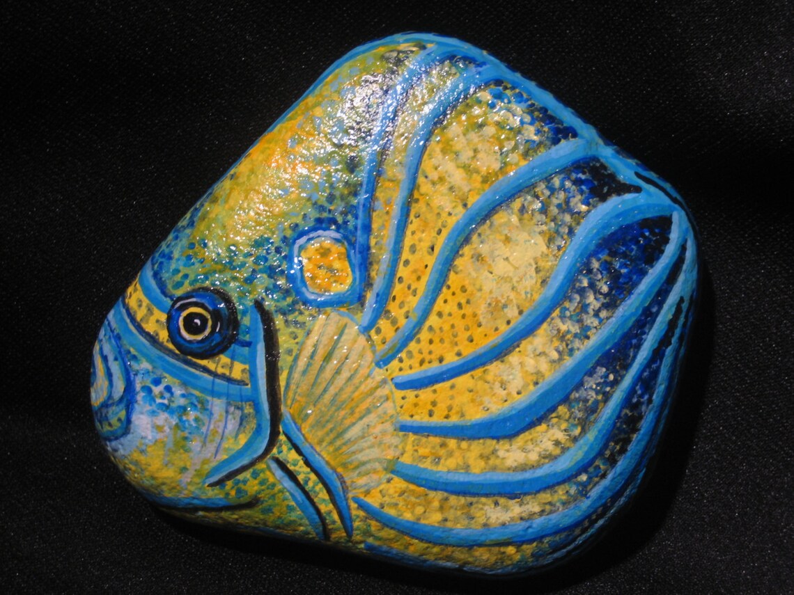 Painted Stone / River Rock/ Tropical/ Fish / Garden Stone / Nautical ...