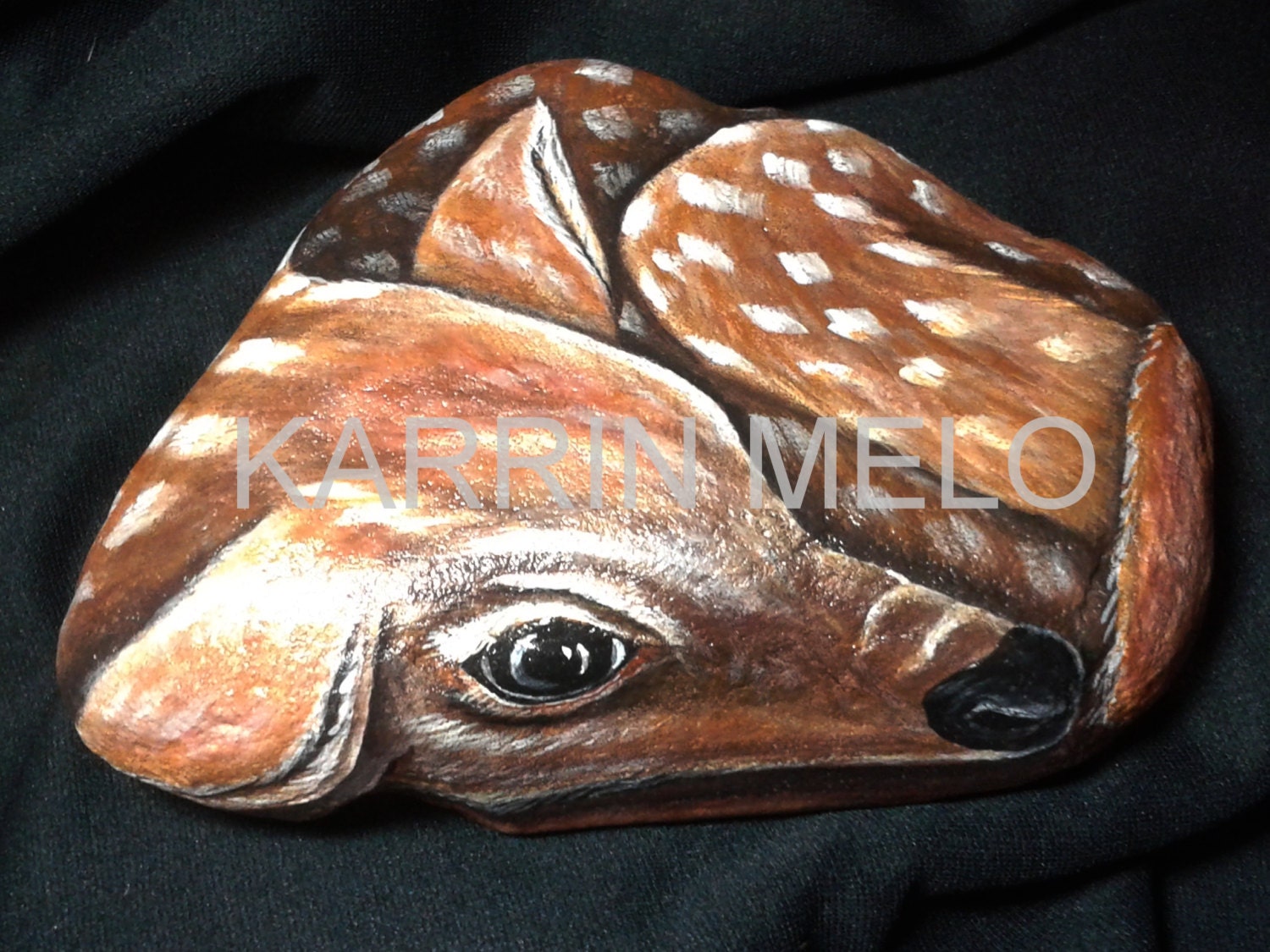Painted Rock/christmas/deer/painted Stone/garden Art/garden Stone/ Home ...