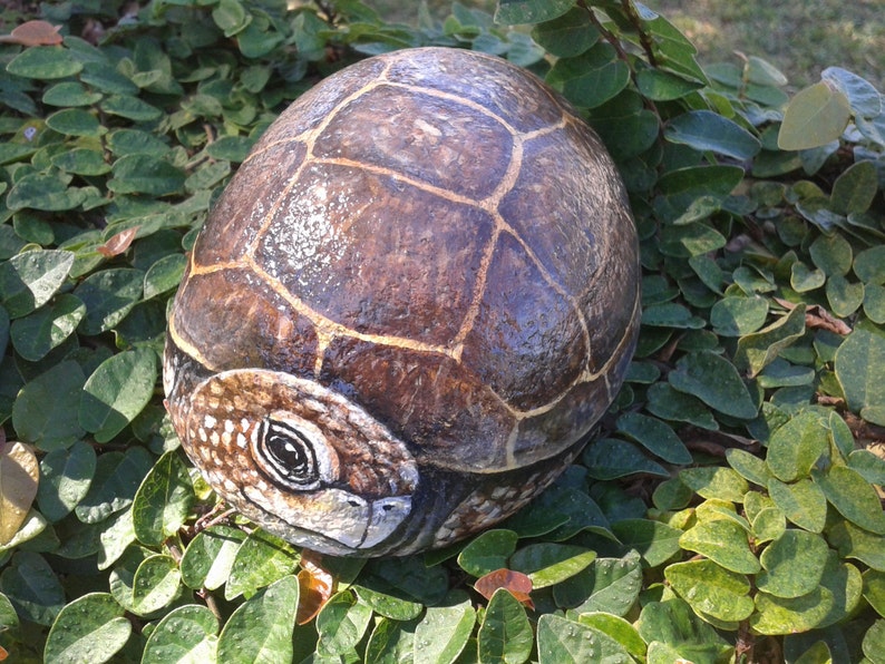 Hand Painted Turtle Stones statue/Yard art/Painted | Etsy