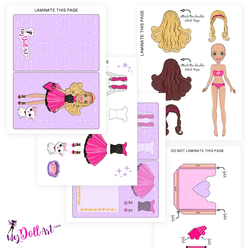Printable Paper Doll Barbie Dress up Fashion Kit Craft Girls - Etsy