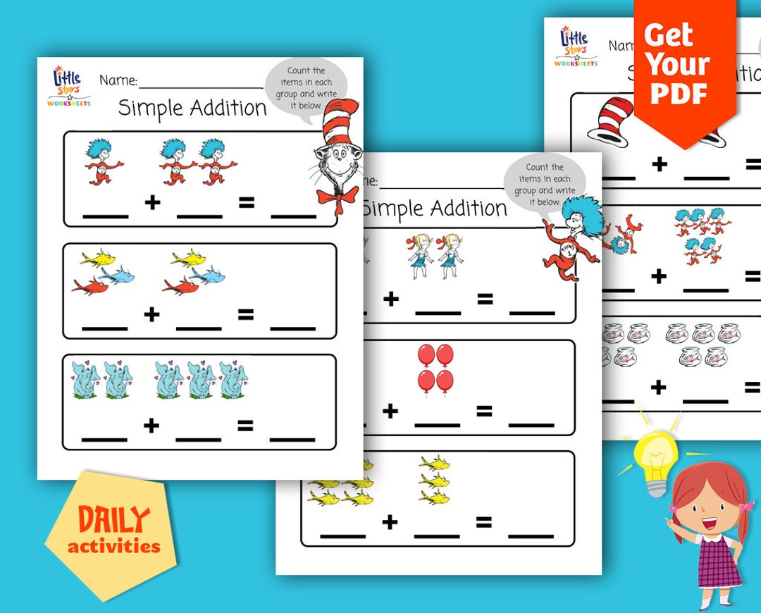 Homeschooling Addition Dr Seuss Printable Worksheet for Toddler Daily ...