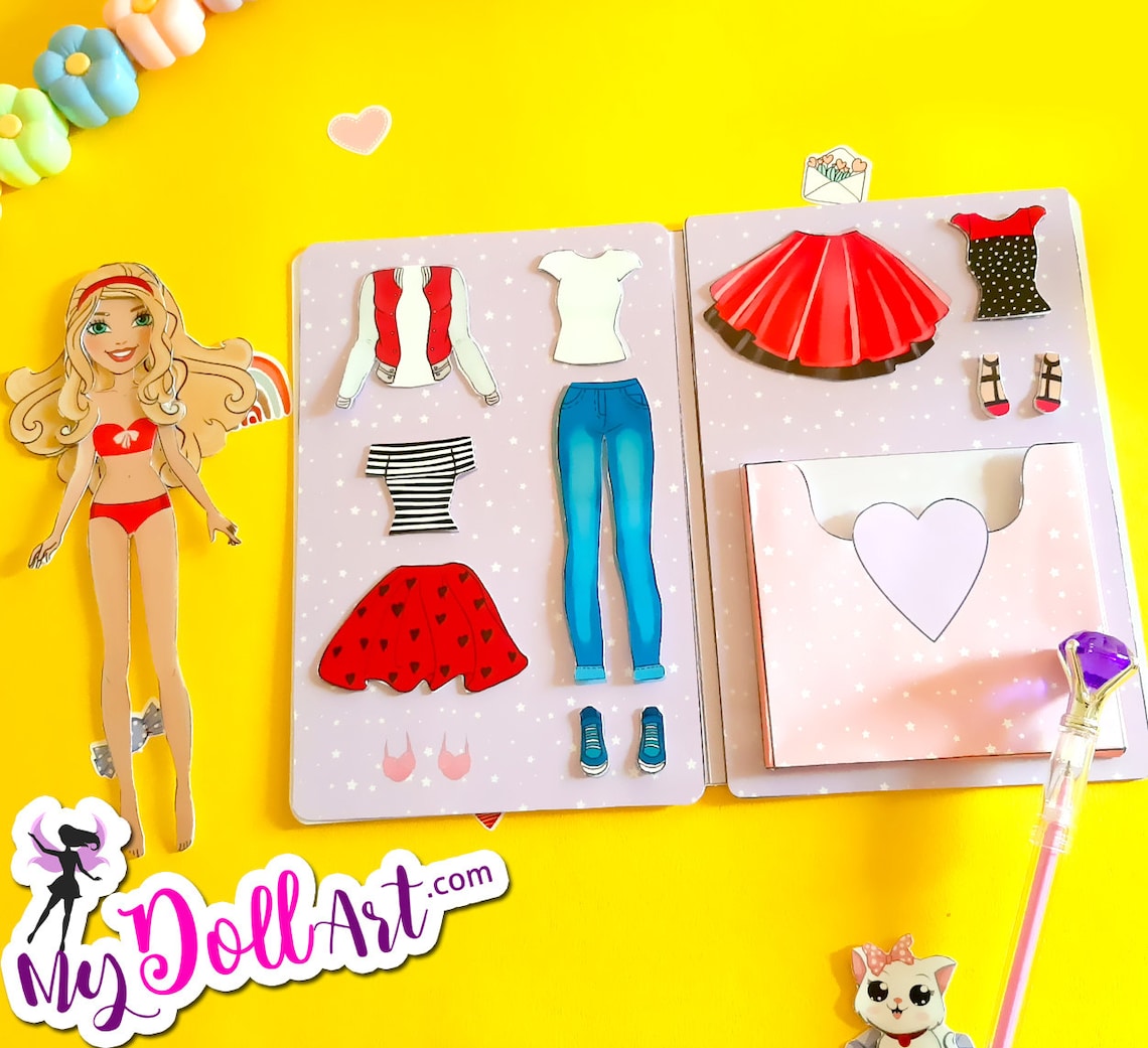 Printable Paper Doll Dress up Play Kit, DIY Busy Book, Doll Paper Craft ...