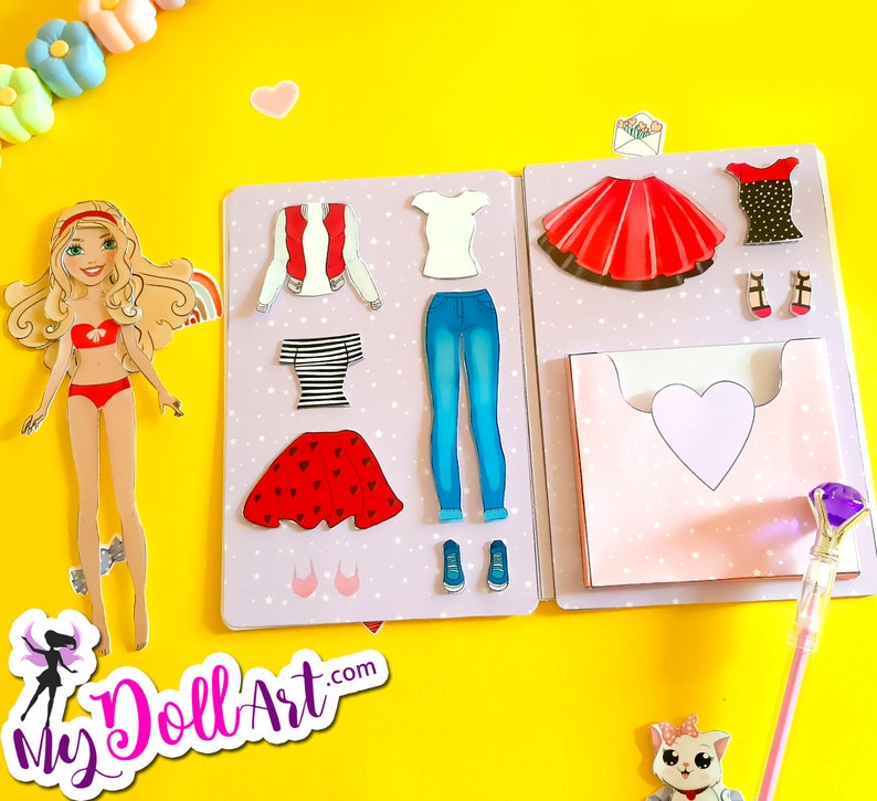 Printable Paper Doll Dress up Play Kit, DIY Busy Book, Doll Paper Craft ...