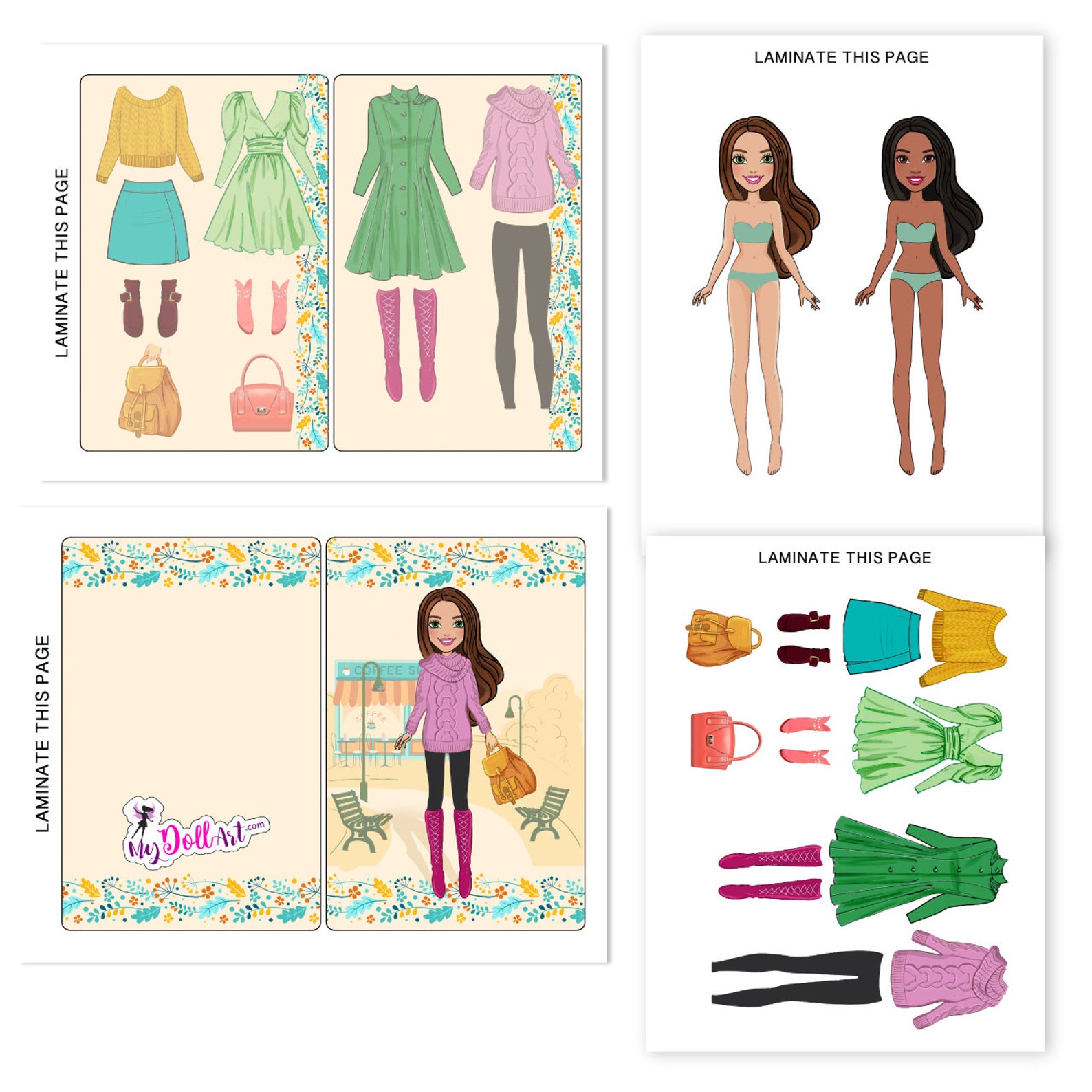 Printable Paper Doll Dress up Kit, Winter Doll Wardrobe, DIY Book, Doll ...
