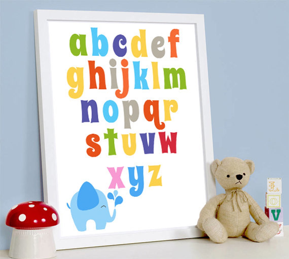 Elephant Alphabet Printable Nursery Wall Art Girl and Boy Room Decor - Etsy