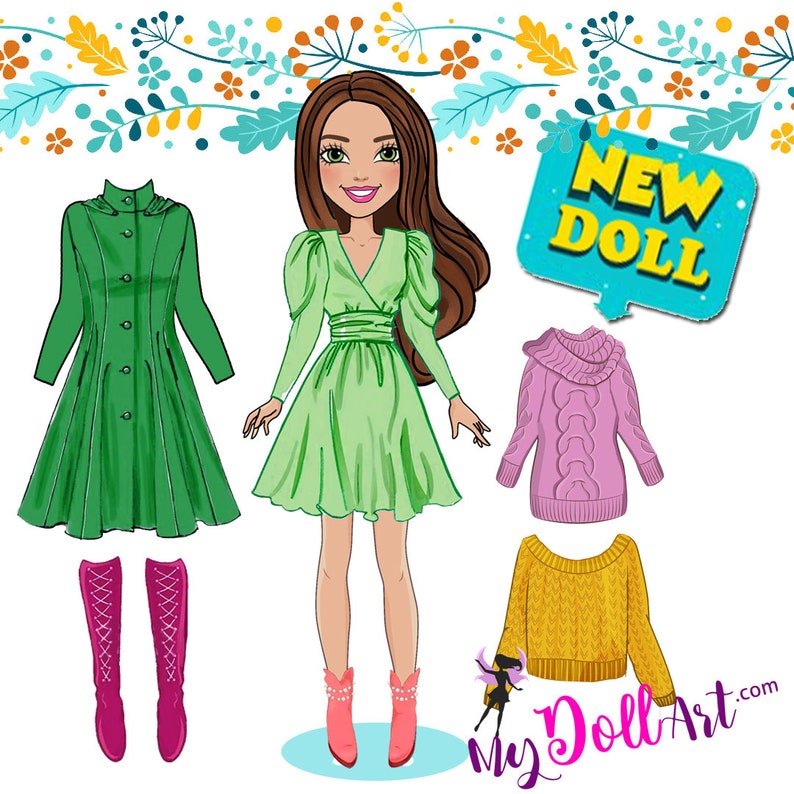 Printable Paper Doll Dress up Kit, Winter Doll Wardrobe, DIY Book, Doll ...