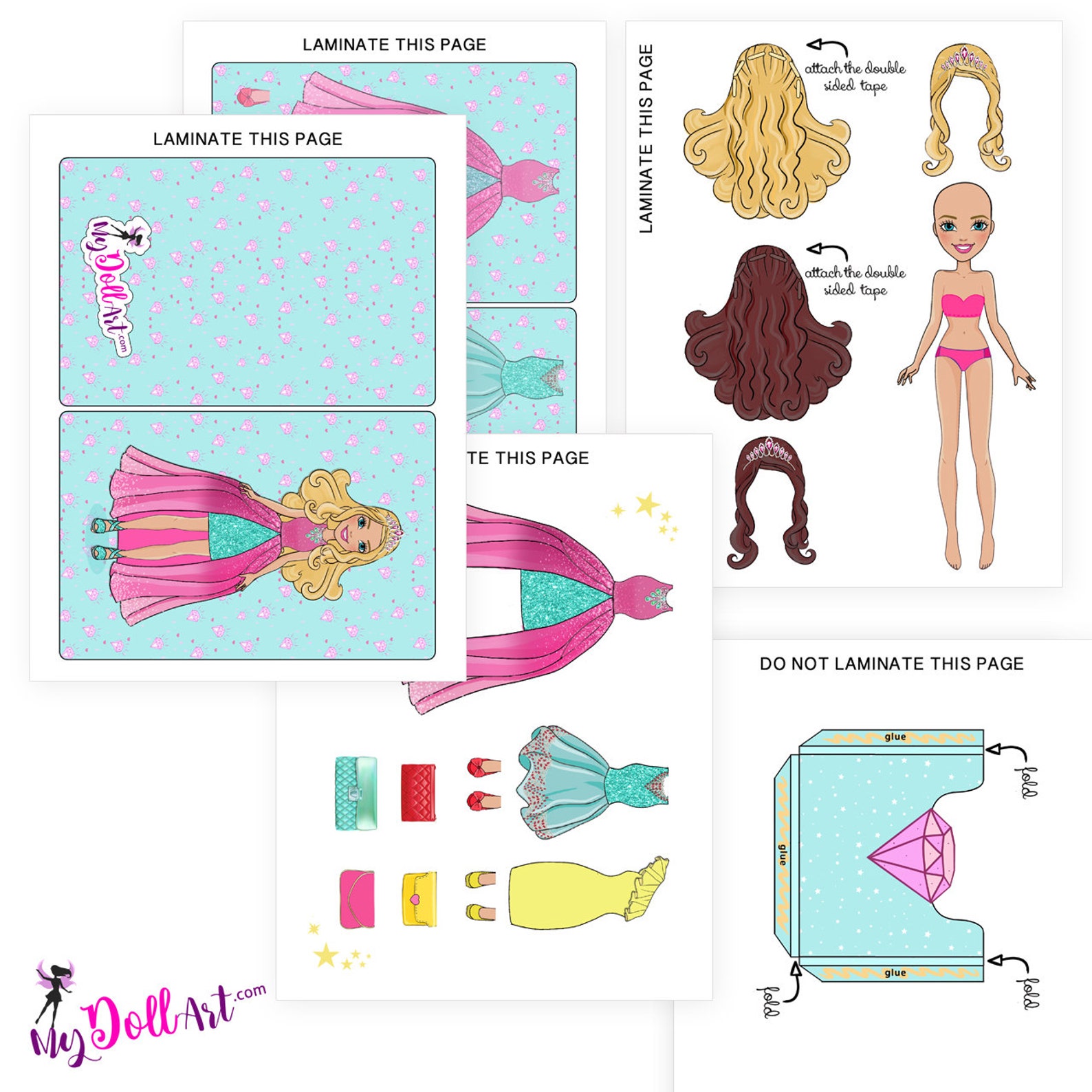 Princess Paper Doll Dress Up, DIY Busy Book, Printable Doll Paper Craft ...