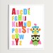 Owl Alphabet and Numbers - Printable Nursery Wall Art - Baby Girl and ...