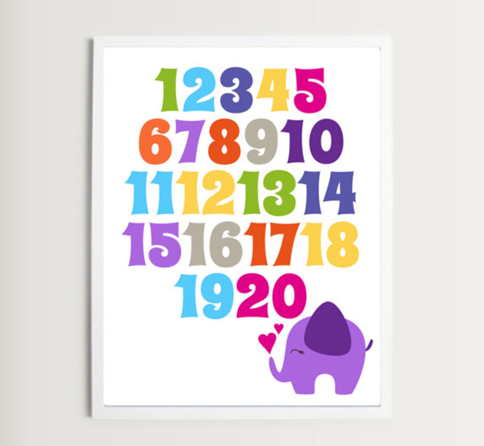 Elephant Alphabet and Numbers Printable Nursery Wall Art | Etsy