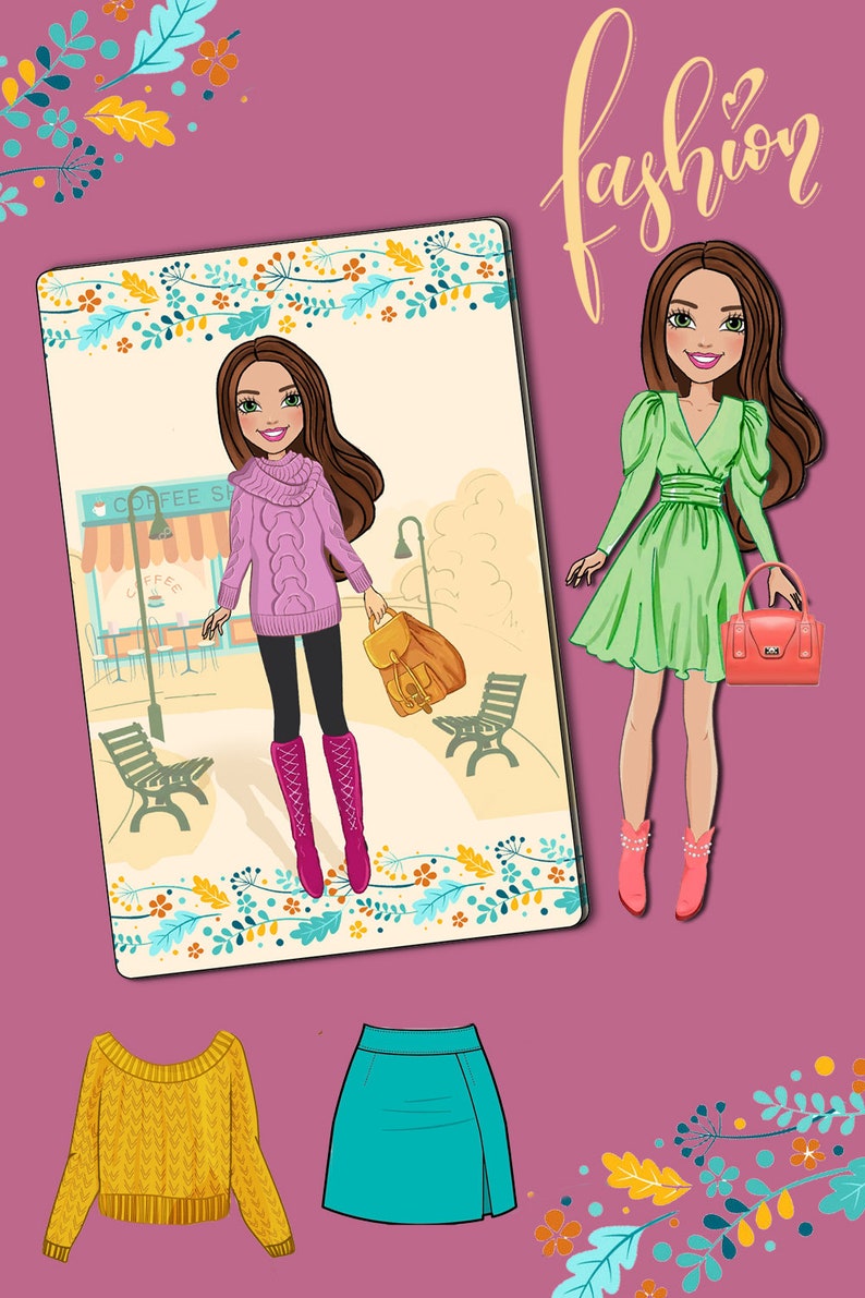 Printable Paper Doll Dress up Kit, Winter Doll Wardrobe, DIY Book, Doll ...