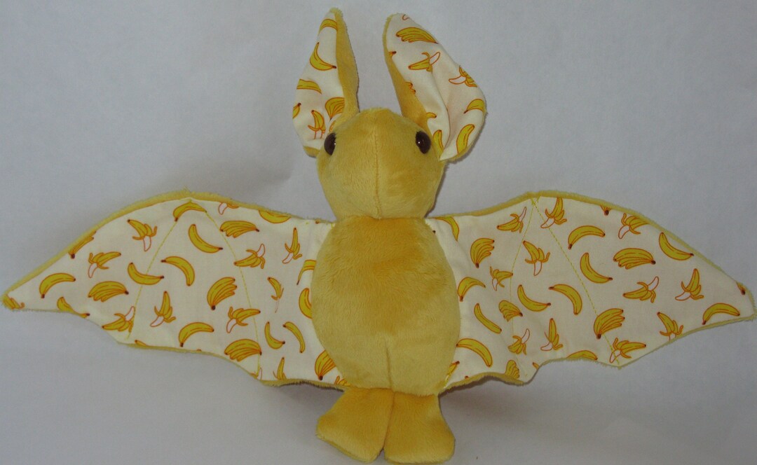 Fruit Bat Handmade Plush -yellow Banana Bat With Brown Eyes - Etsy