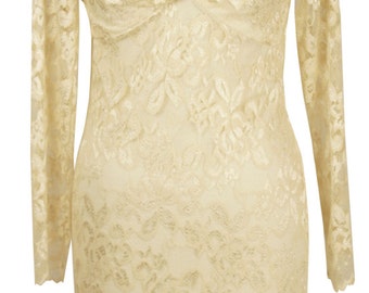 Baylis & Knight Blue Nude LACE Long Sleeve POLLY Twist Pencil | Etsy