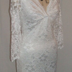 Baylis & Knight Pure White LACE Long Sleeve POLLY Twist Pencil Wiggle ...