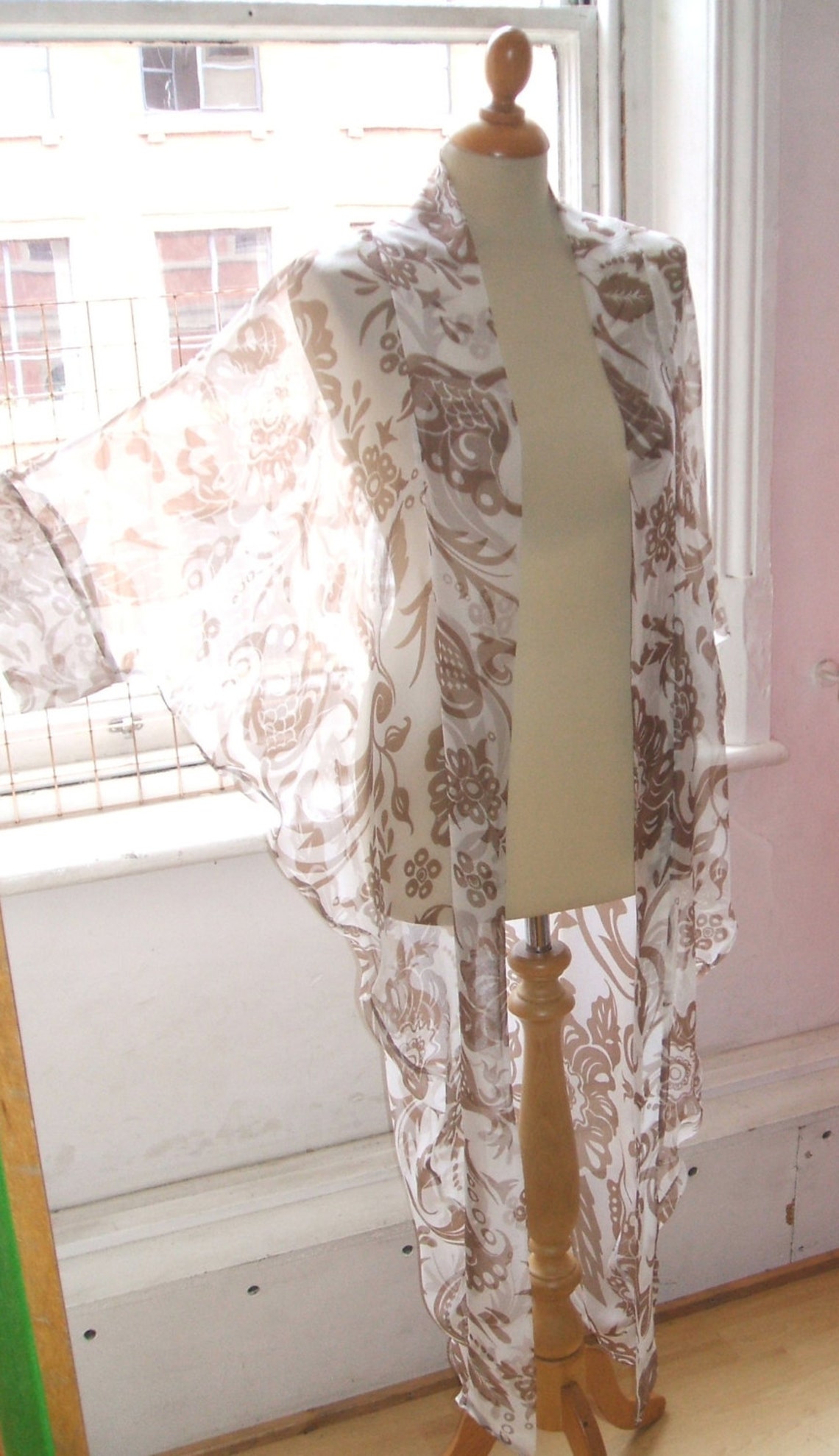 Baylis & Knight Beige Cream Silk LONG Maxi KIMONO Jacket - Etsy