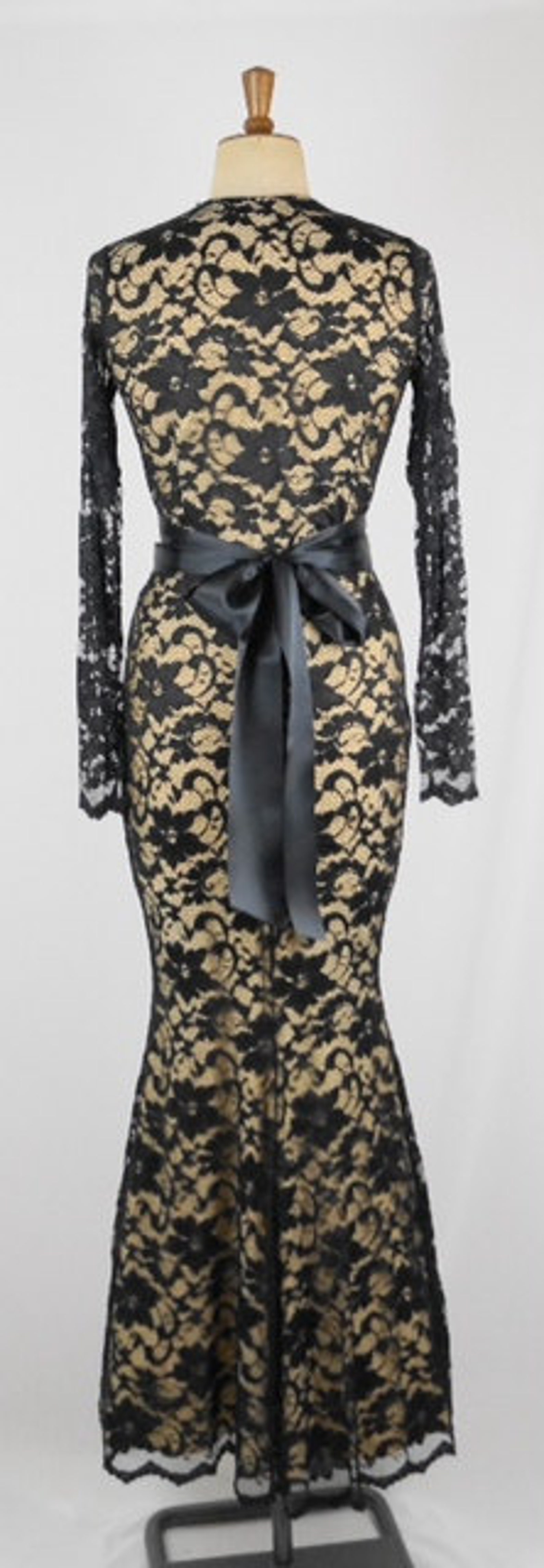 Baylis & Knight Black Nude Lace Long Sleeve Low Cut FISHTAIL/ - Etsy