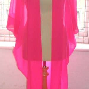 Baylis & Knight Hot Pink Chiffon LONG Maxi KIMONO Jacket Oversize Boho ...