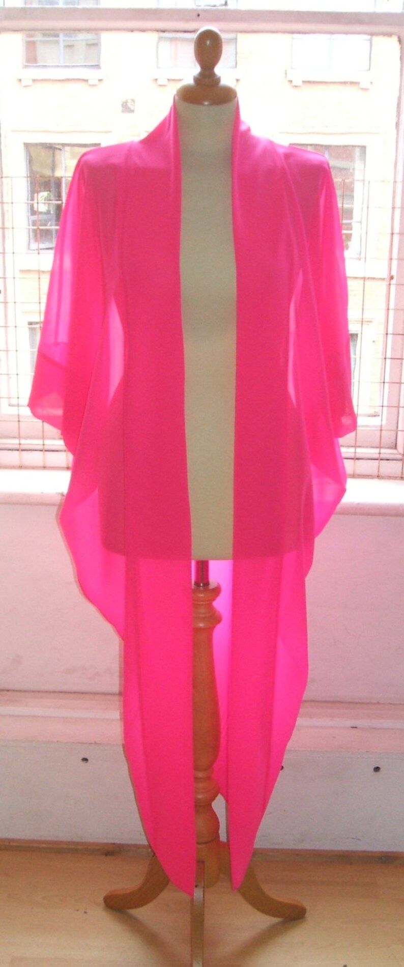 Baylis & Knight Hot Pink Chiffon LONG Maxi KIMONO Jacket | Etsy