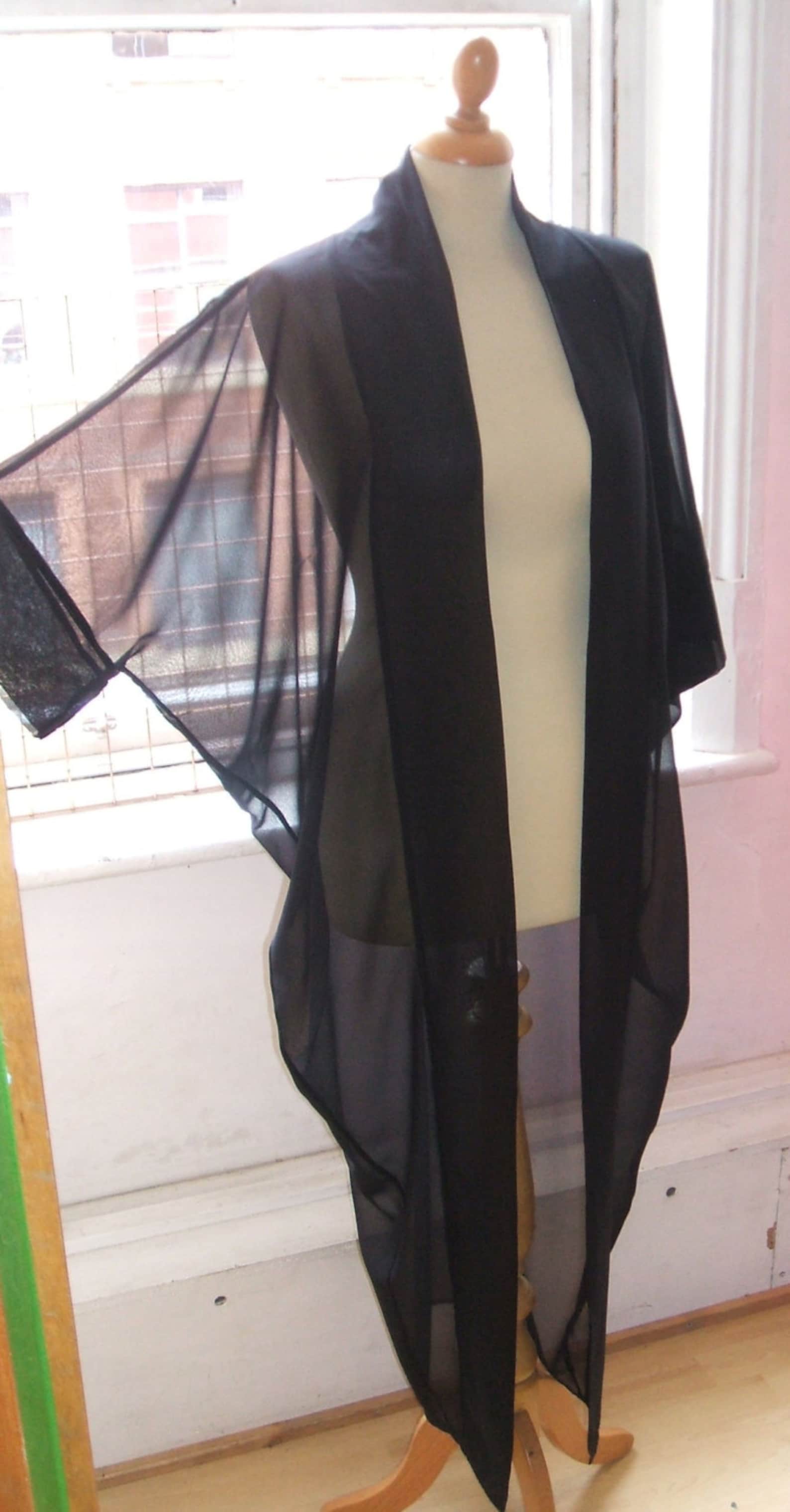 Baylis & Knight Black Chiffon LONG Maxi KIMONO Jacket Oversize - Etsy UK