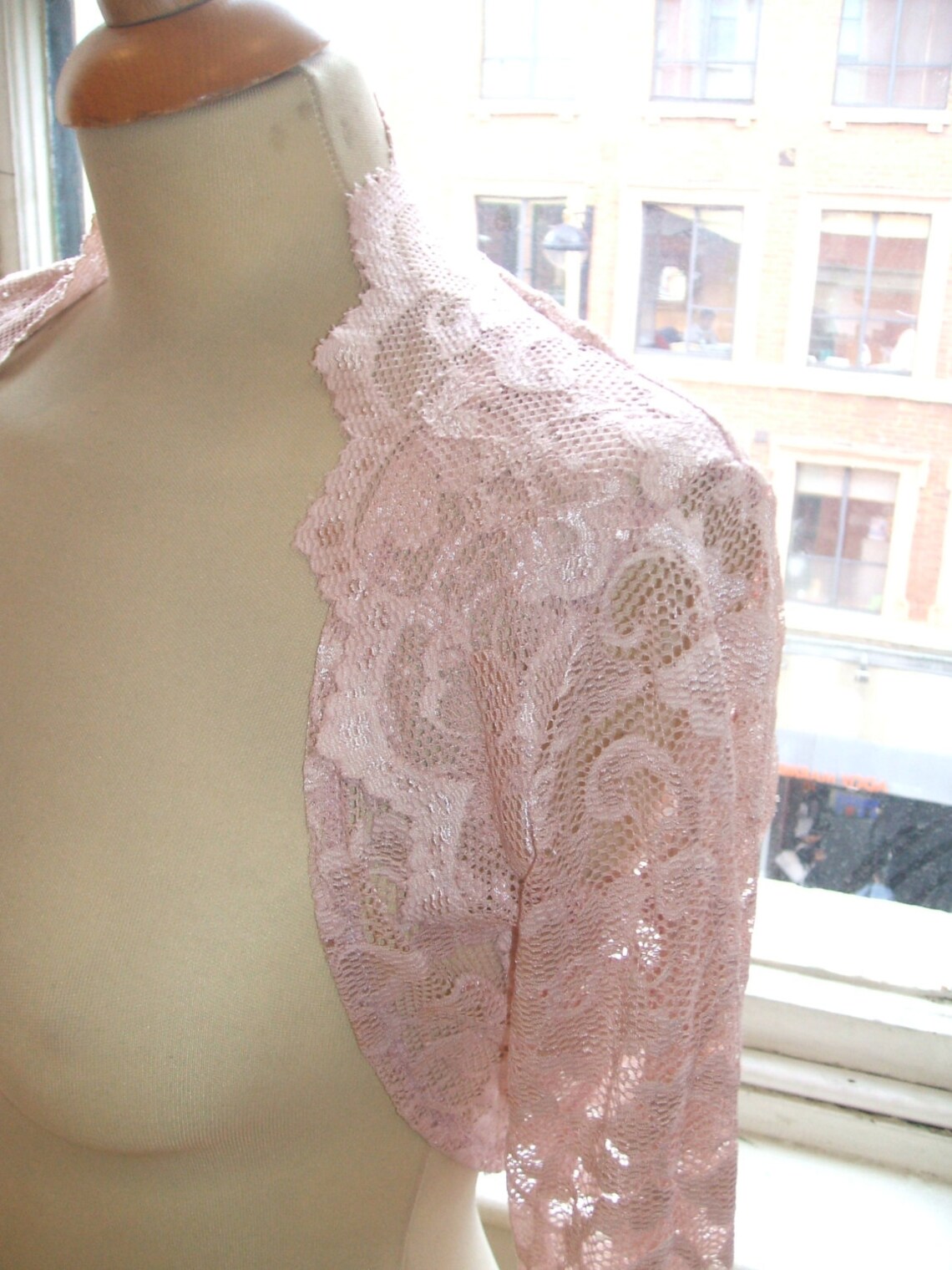 Baylis & Knight Pale Blush Baby Pink French Lace Cropped Long | Etsy