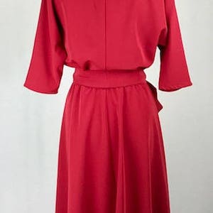 Baylis & Knight Red Wrap 3/4 Sleeve Bat Wing Dress With Flared Skirt - Etsy