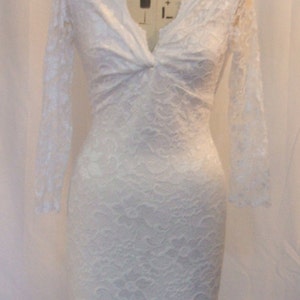 Baylis & Knight Pure White LACE Long Sleeve POLLY Twist Pencil Wiggle ...