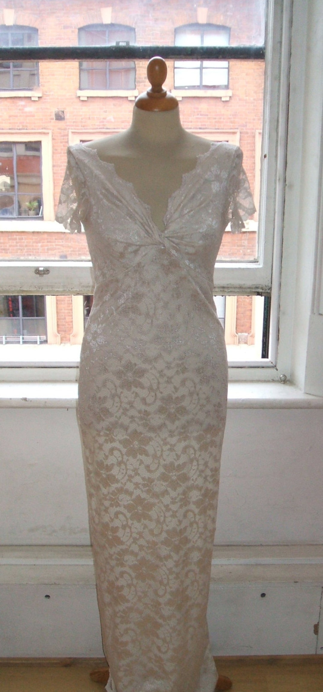 Baylis & Knight Cream Nude cafe Latte Maxi LACE Short Sleeve POLLY ...