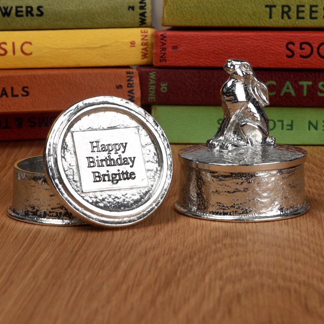 Hare Personalized Pewter Box - Hare Gifts - Moongazing Hare Gifts ...