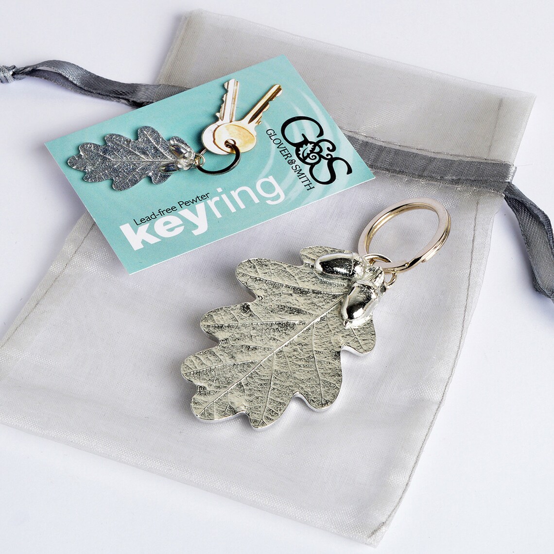 Acorn Oak Leaf Pewter Keyring Handmade English Pewter Key - Etsy