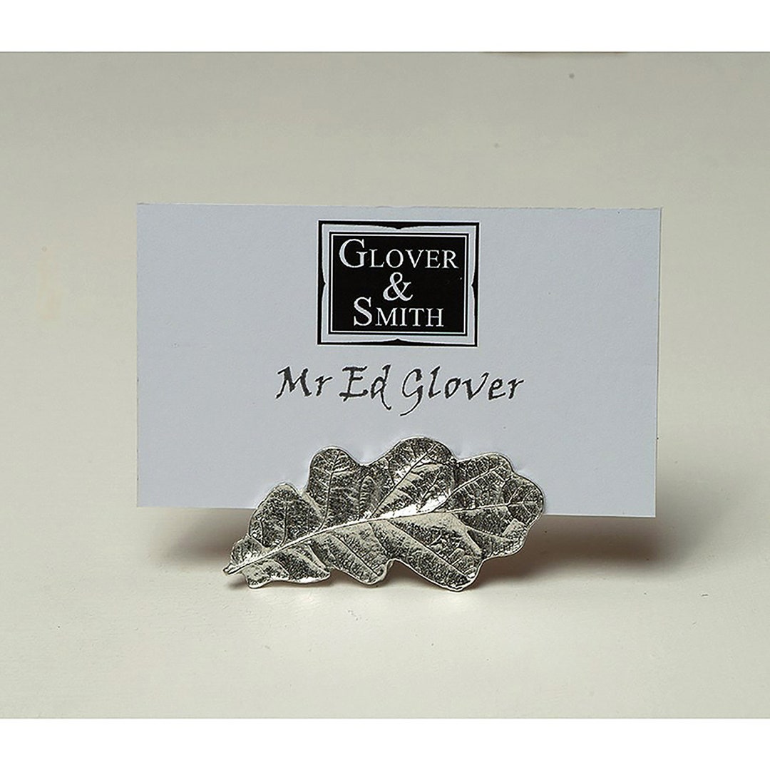 Oak Leaf Pewter Place Card Holders Wedding Place Settings Photo Holder ...