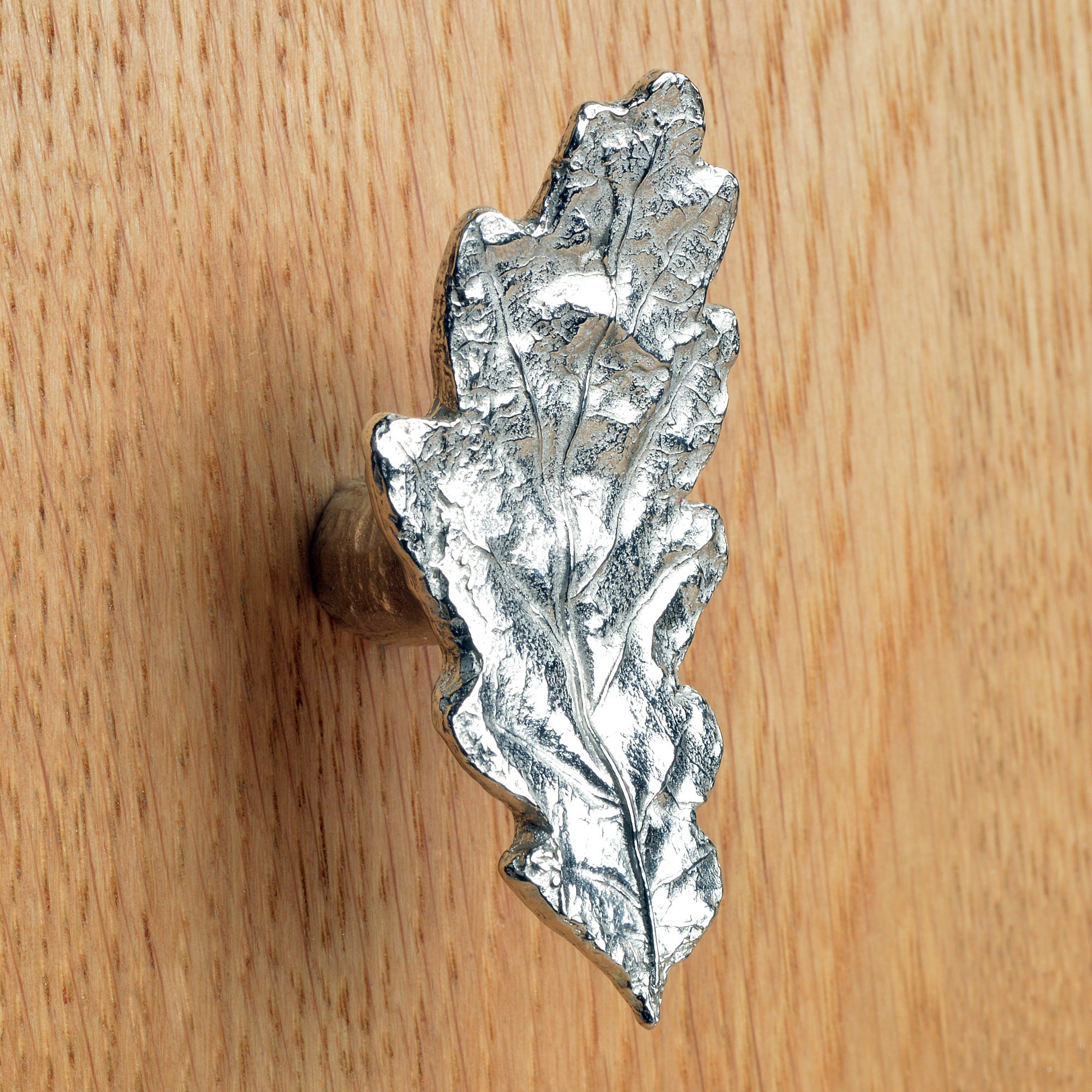 Oak Leaf Pewter Cabinet Handle: Handmade Kitchen Cupboard Knob - Etsy