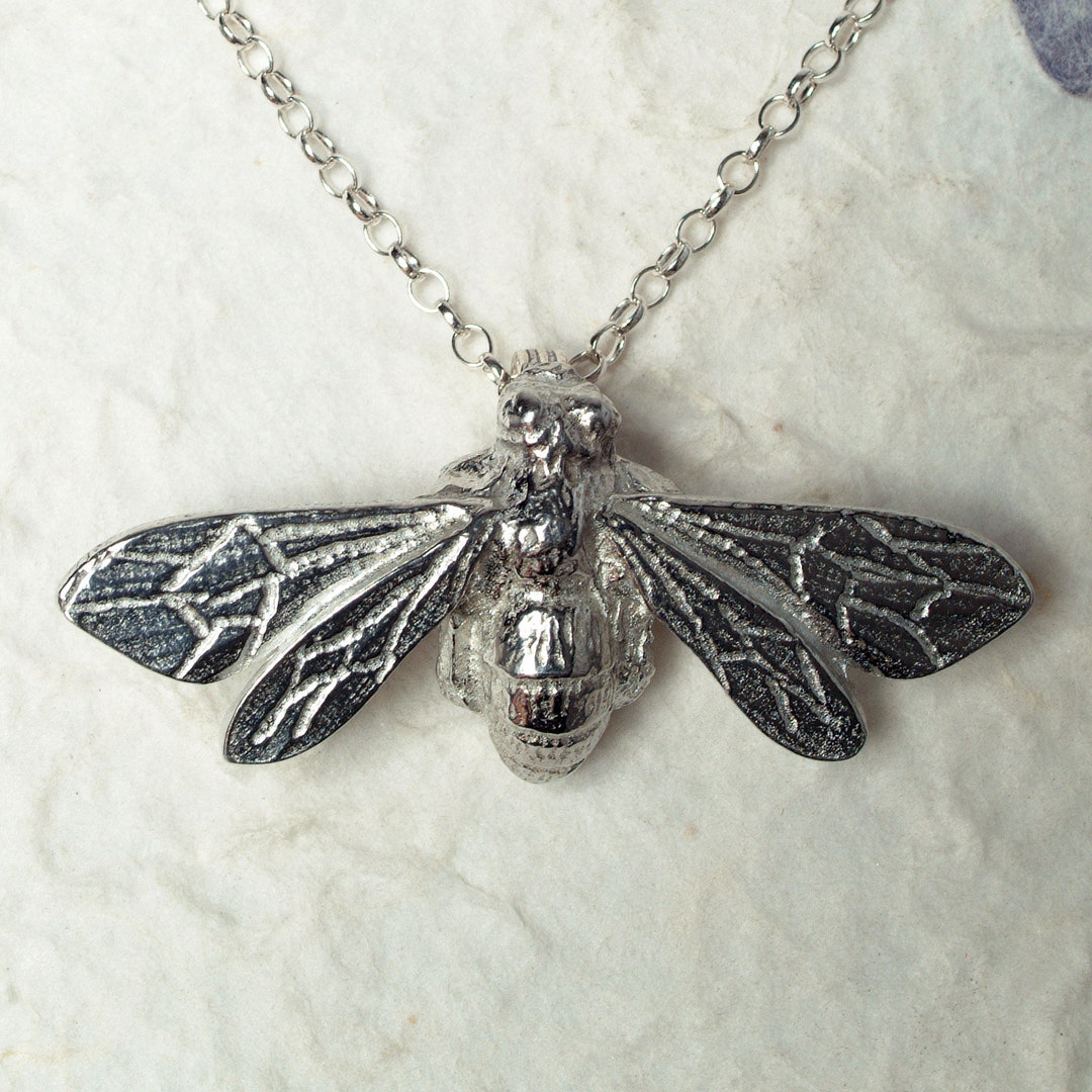 Bee Pewter Necklace (large) | Bee Jewellery Gifts for Her | Bee Pendant ...