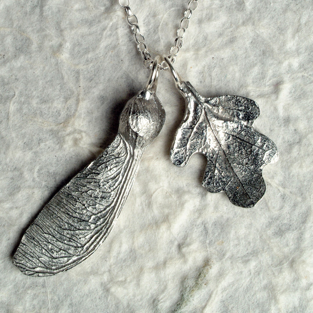 Oak Leaf and Sycamore Key Necklace | Oak and Sycamore Jewellery Gifts ...