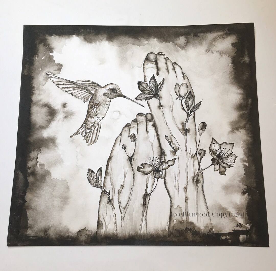 Original Painting, Feet Painting, Black and White Feet, Dark Art ...