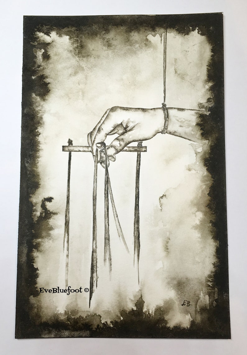 Original Painting the Puppeteer Dark Art Human - Etsy