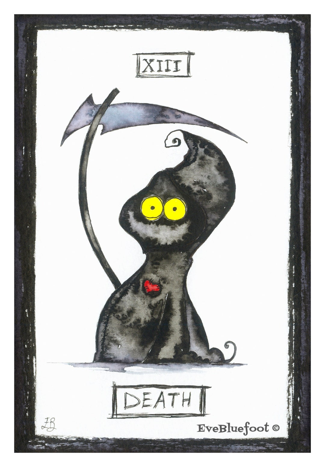 Limited Edition Death Tarot Card Fine Art Print, Whimsy Death Doodle ...