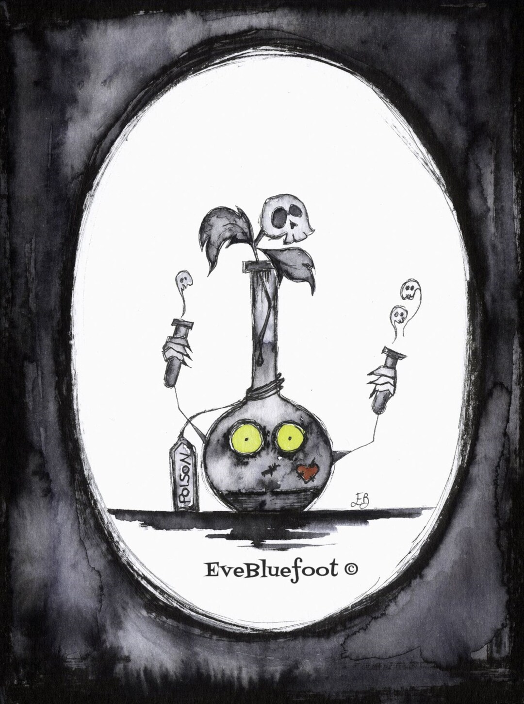 Glass Lab Illustration Print, Laboratory Glassware Mini Painting ...