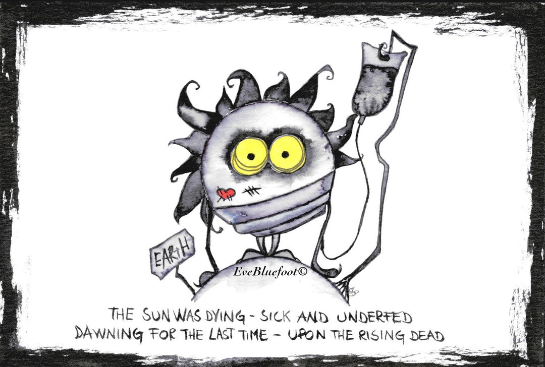 Sick Sun Illustration Print Dying Sun Mini Painting - Etsy