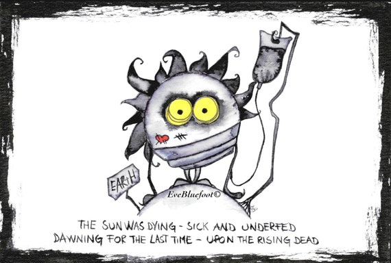 Sick Sun Illustration Print Dying Sun Mini Painting - Etsy