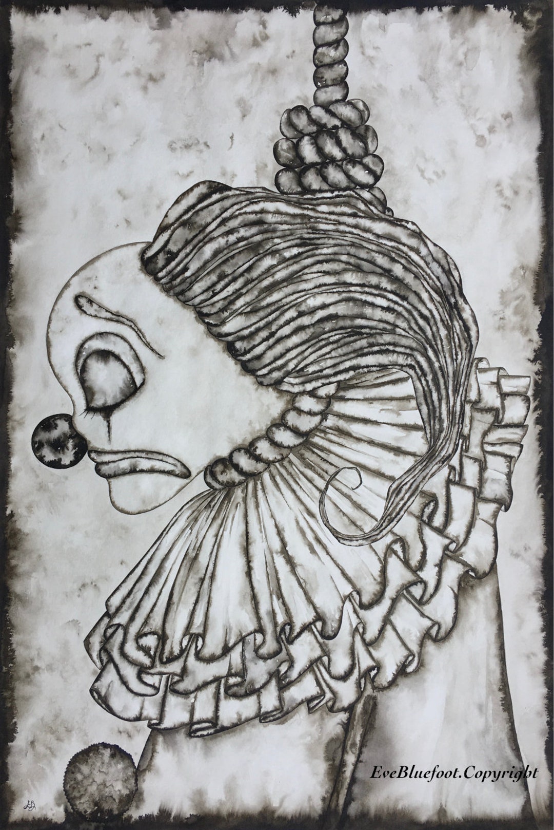 Sad Clown Portrait Original Painting , Dark Art, Dark Clown Painting ...