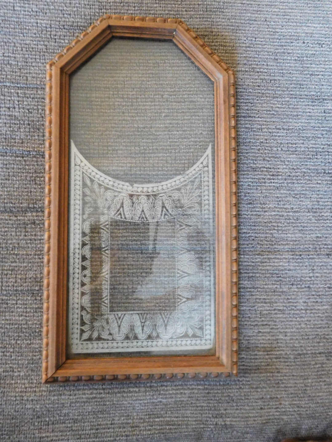Antique Clock Case Door With Etched Design - Etsy