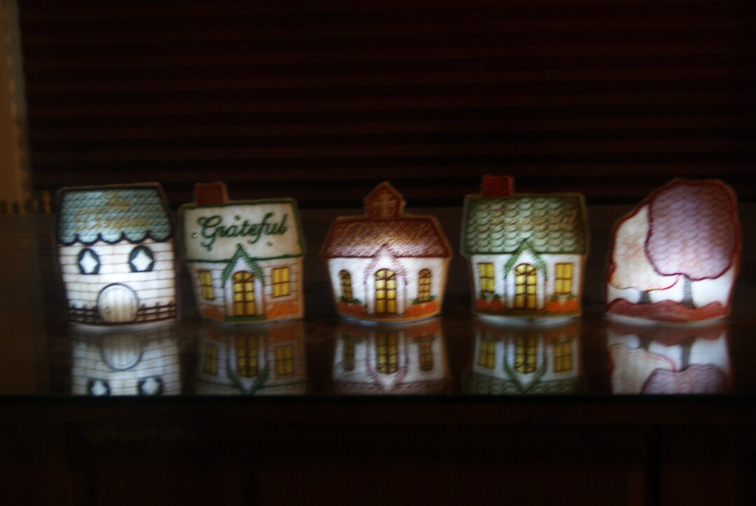 ITH Fall Thanksgiving Village House Cottage Tea Light Cover Size 4x4 ...
