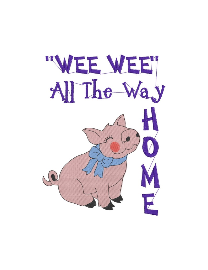 Pig Toilet Embroidery Paper Design Wee Wee All the Way Home - Etsy