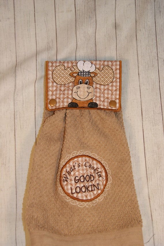 Moose Chef Towel Topper Holder Machine Embroidery Digital | Etsy