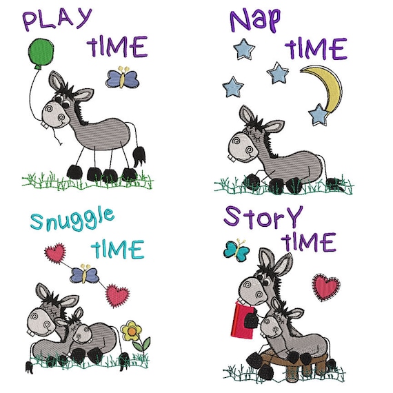 Donkey Stick Quilt Set 8 Embroidery Digital Designs in Size | Etsy