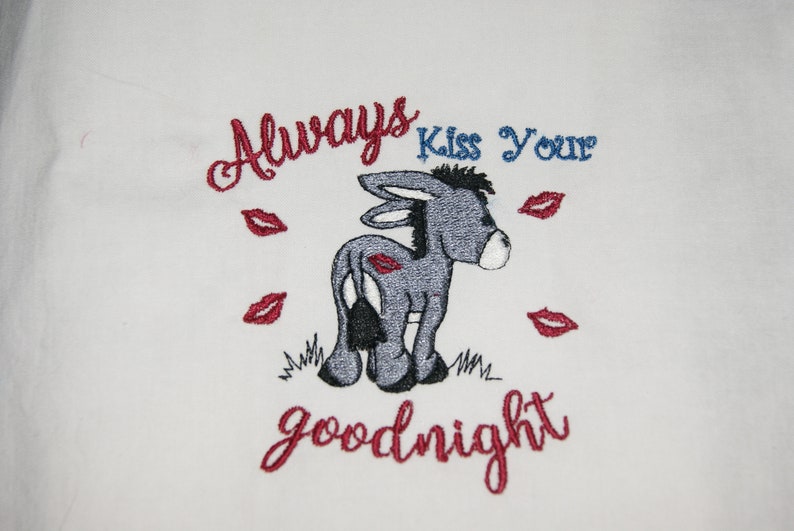 Donkey Always Kiss Your Donkey Goodnight Filled Embroidery | Etsy