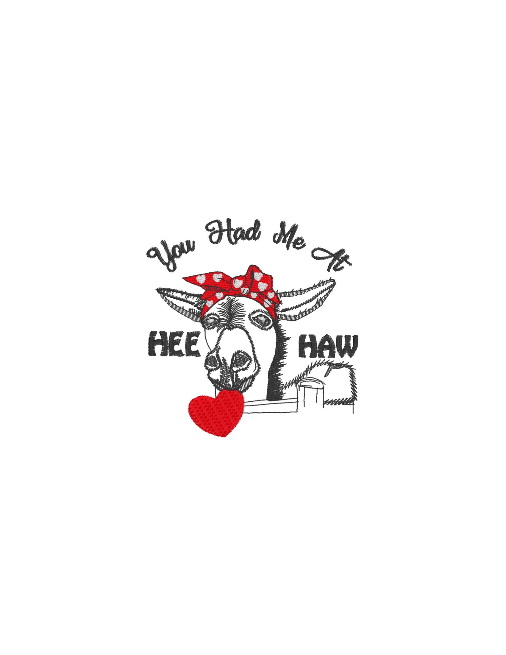 Donkey You Had Me at Hee Haw Sketch Face Bandana Fence Heart | Etsy