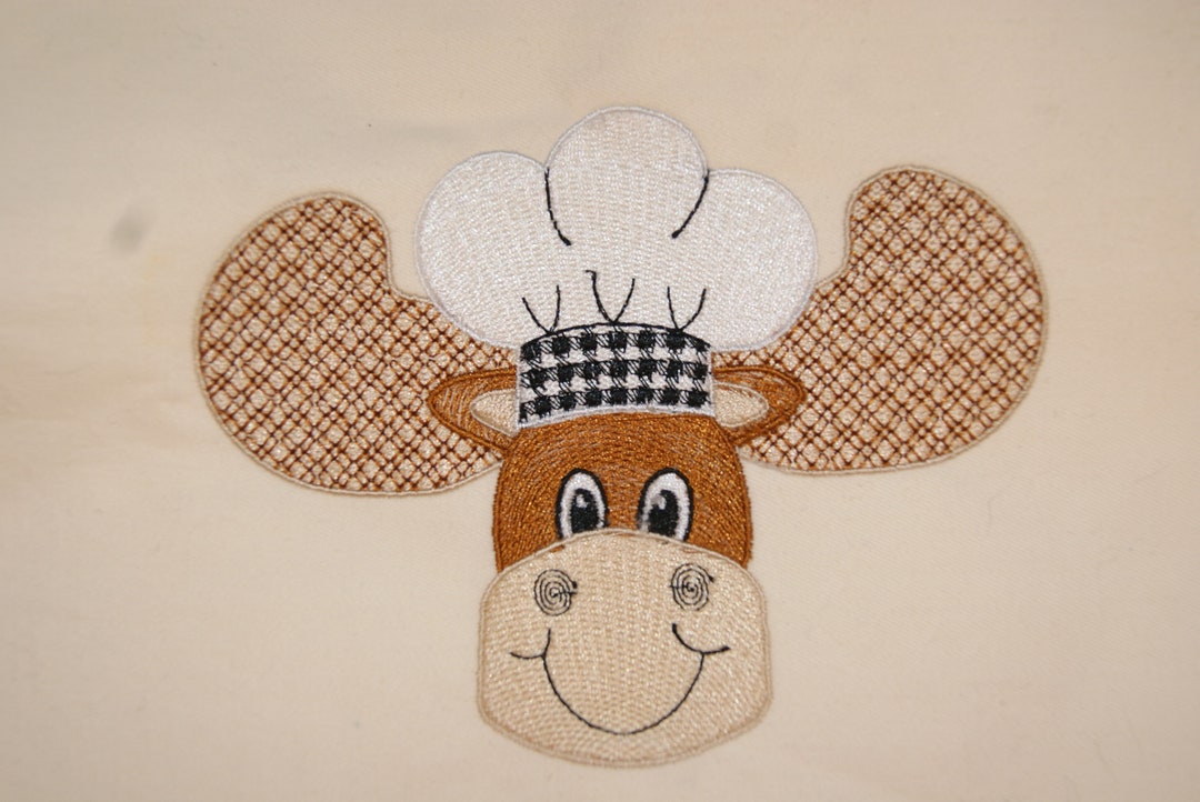 Moose Chef Head FILLED Machine Embroidery Digital Design 2 - Etsy