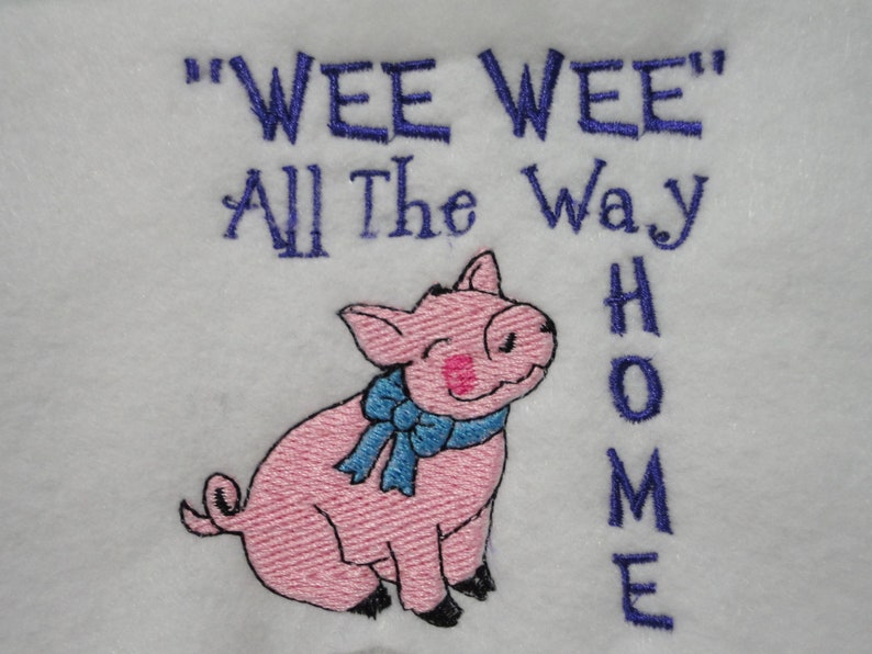Pig Toilet Embroidery Paper Design Wee Wee All the Way Home Embroidery ...